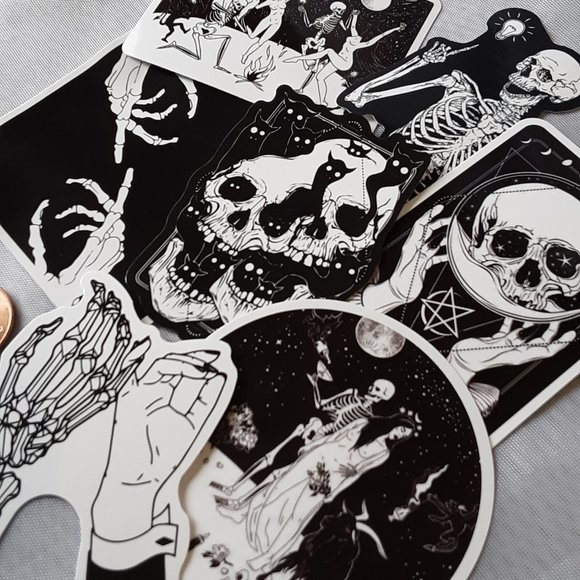 Art | Skeletons Set Curated Collection Of Seven Diecut Stickers Many ...